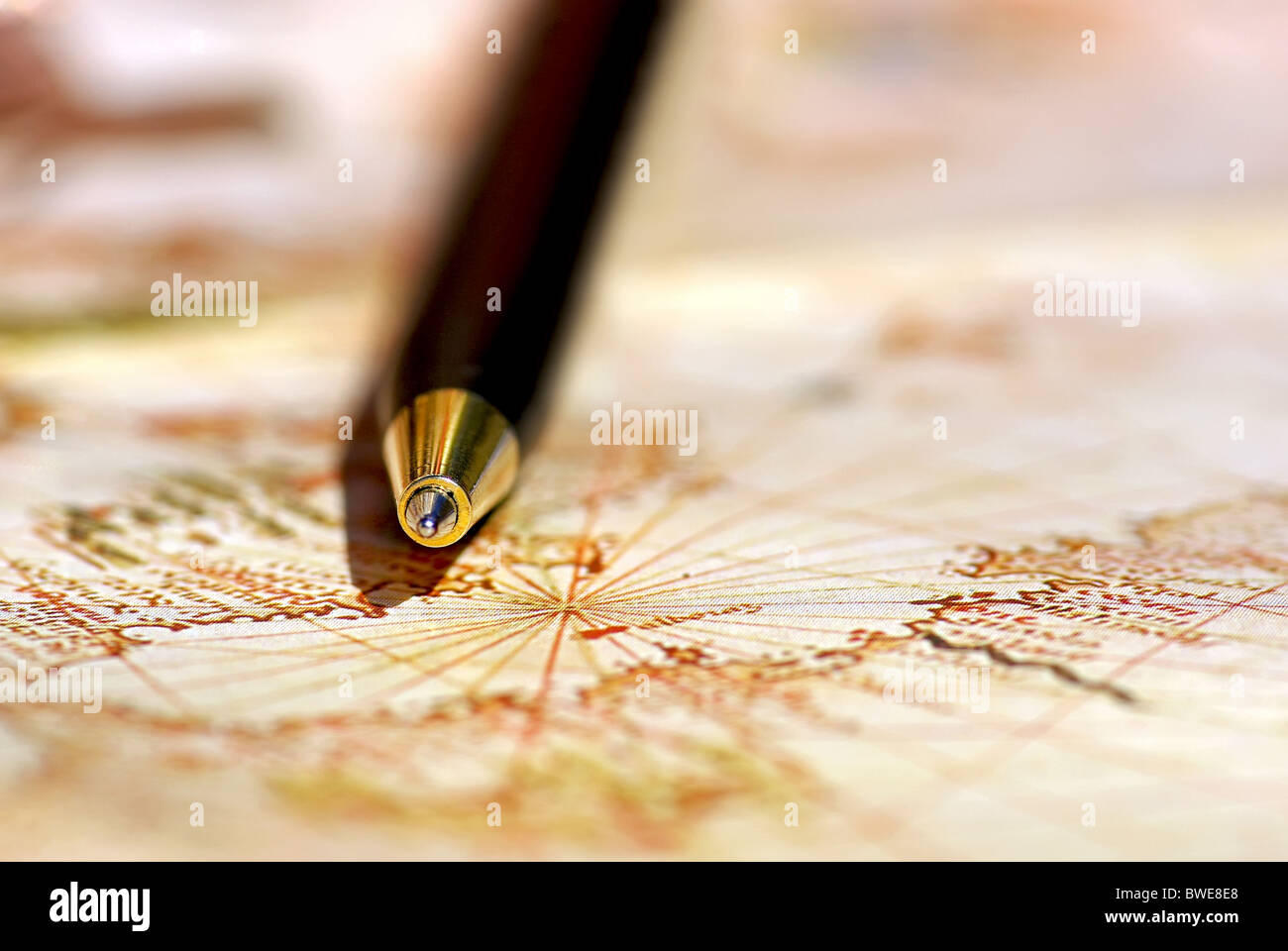 Closeup of pen in map Stock Photo - Alamy