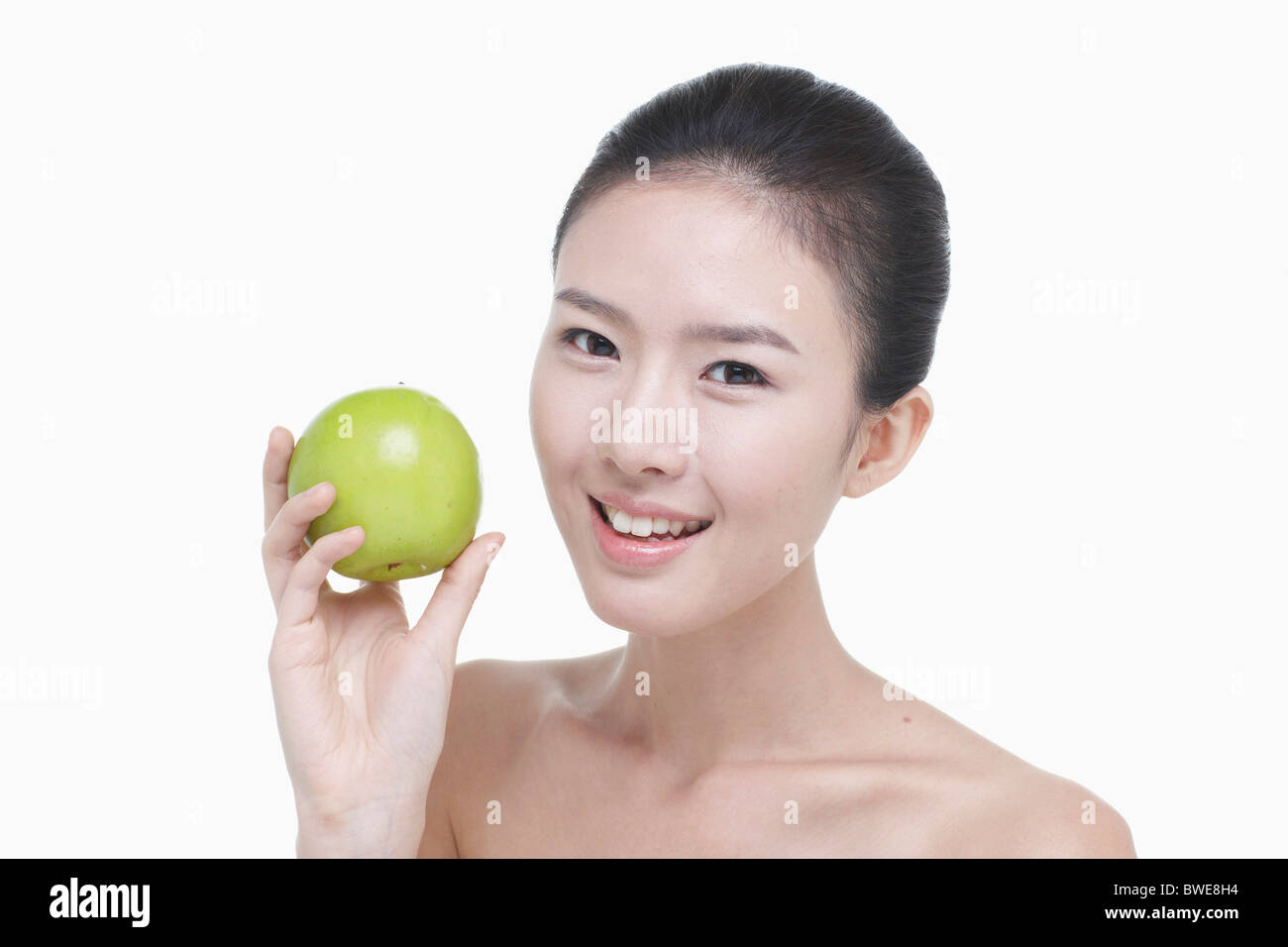 apple and spotless skin woman Stock Photo - Alamy