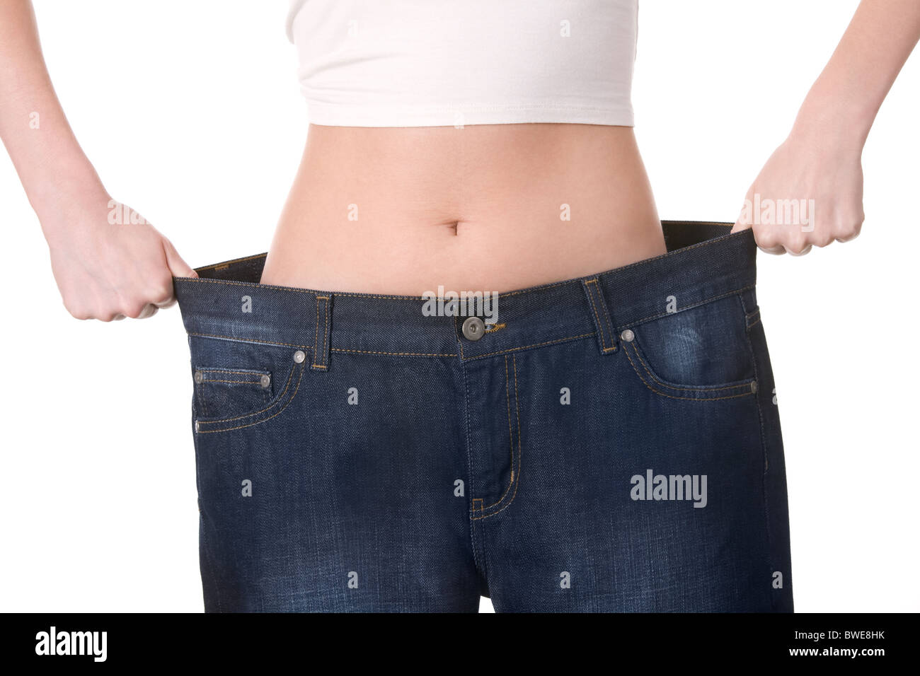 Close-up of female figure with jeans of inappropriate size Stock Photo ...
