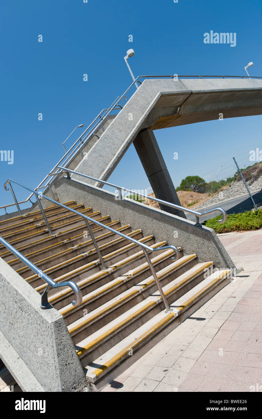 A pedestrian bridge over the Mitchell Freeway near Stirling Train ...