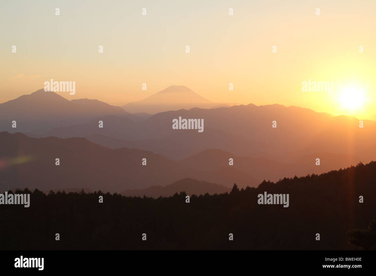 Mt. Fuji at sunset Stock Photo - Alamy