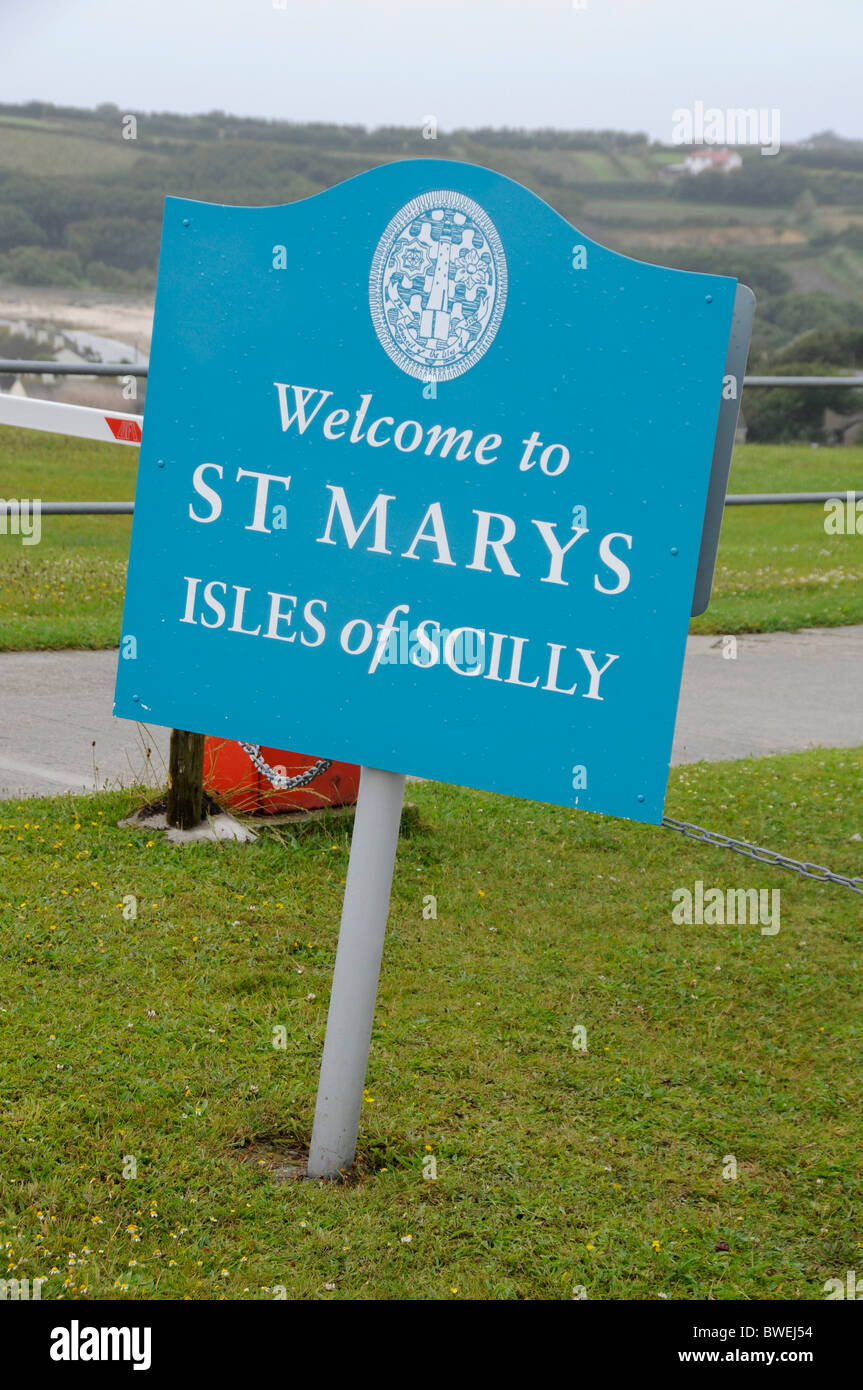 Road sign ,St. Mary's airport,Isles of Scilly,Britain Stock Photo - Alamy