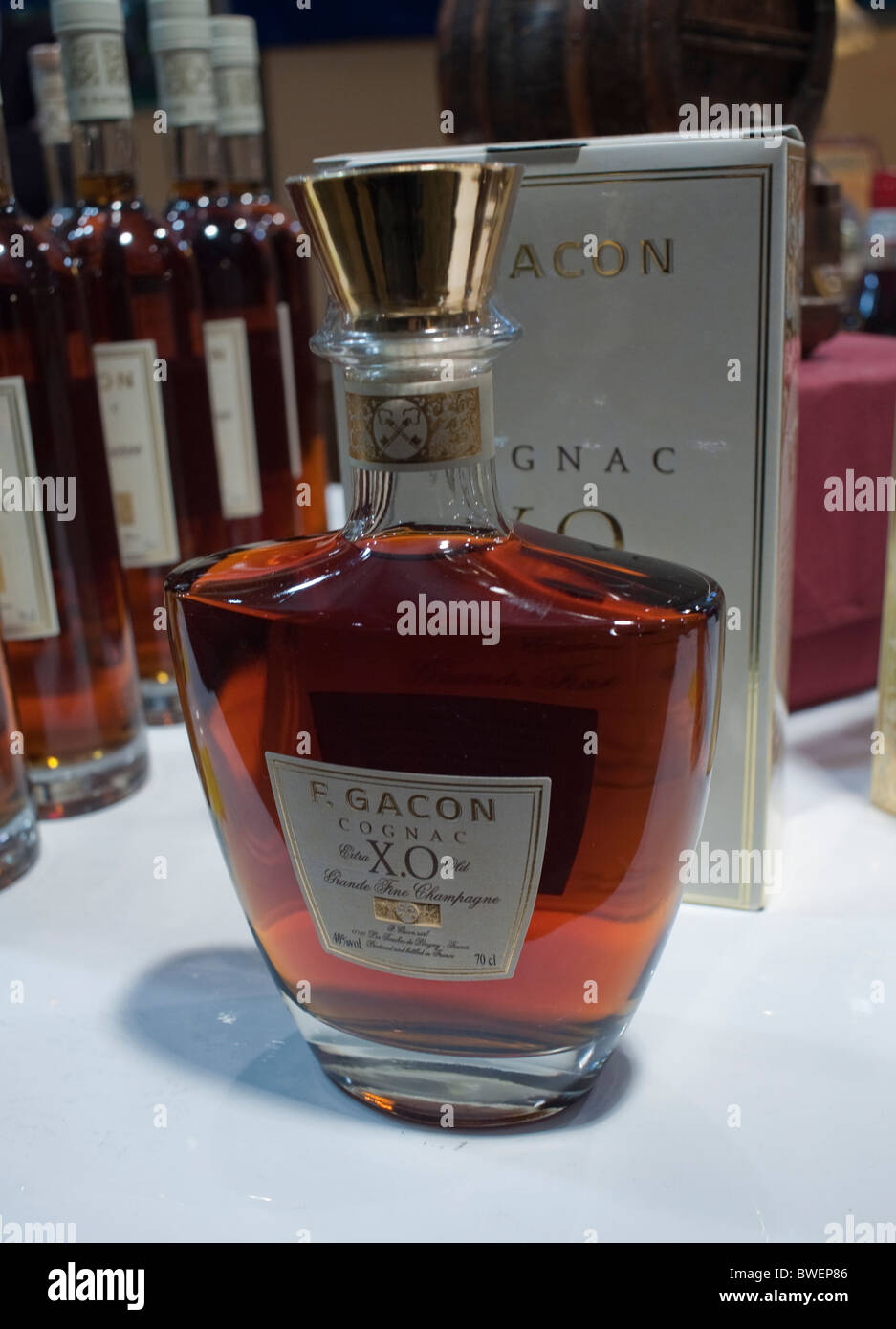 Paris, France, Close up, French Festival, Bottle of Cognac Alcohol, on ...