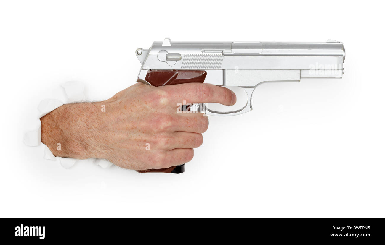 Mans hand holding gun hi-res stock photography and images - Alamy