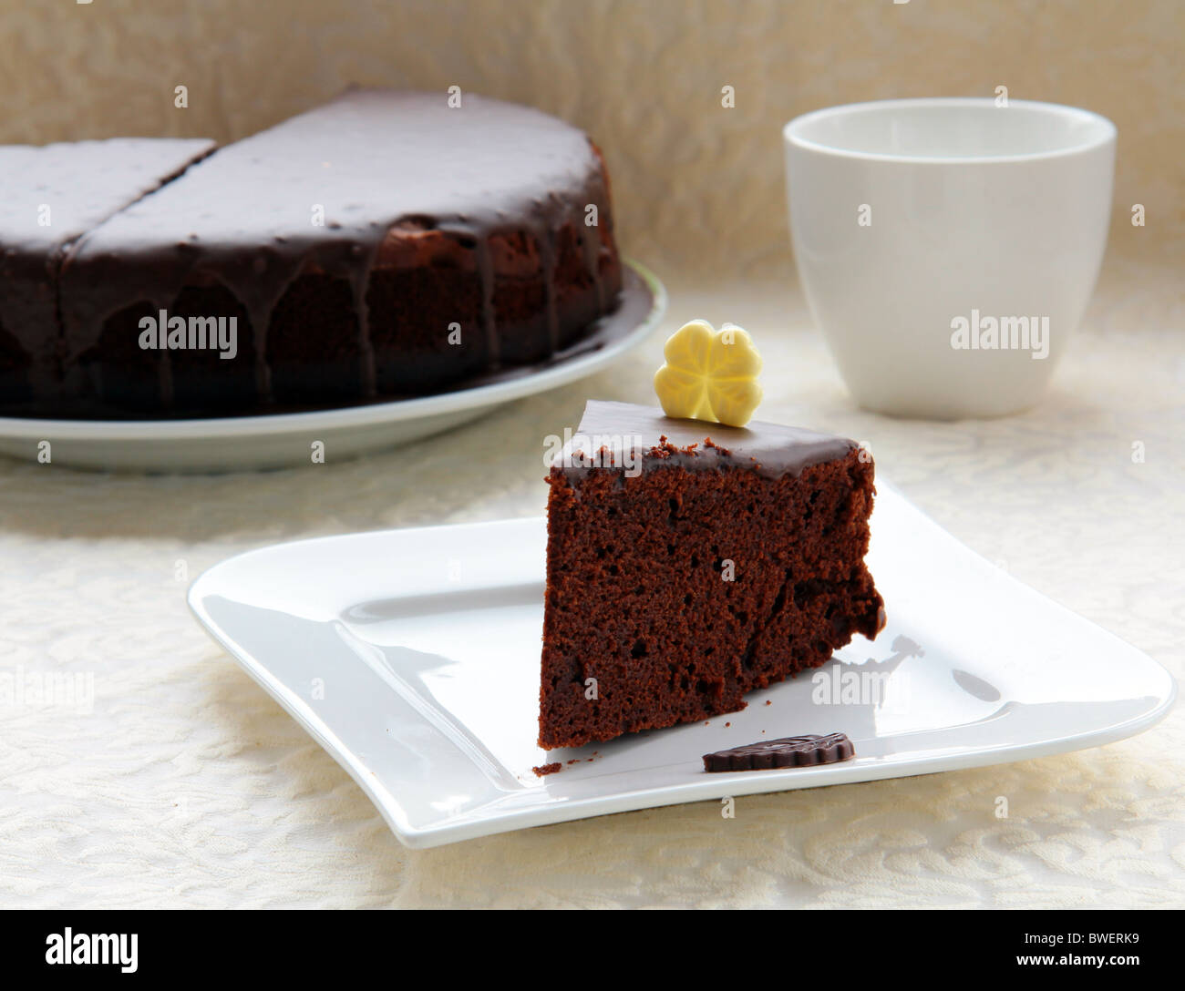 Big chocolate cake with chocolate frosting Stock Photo - Alamy