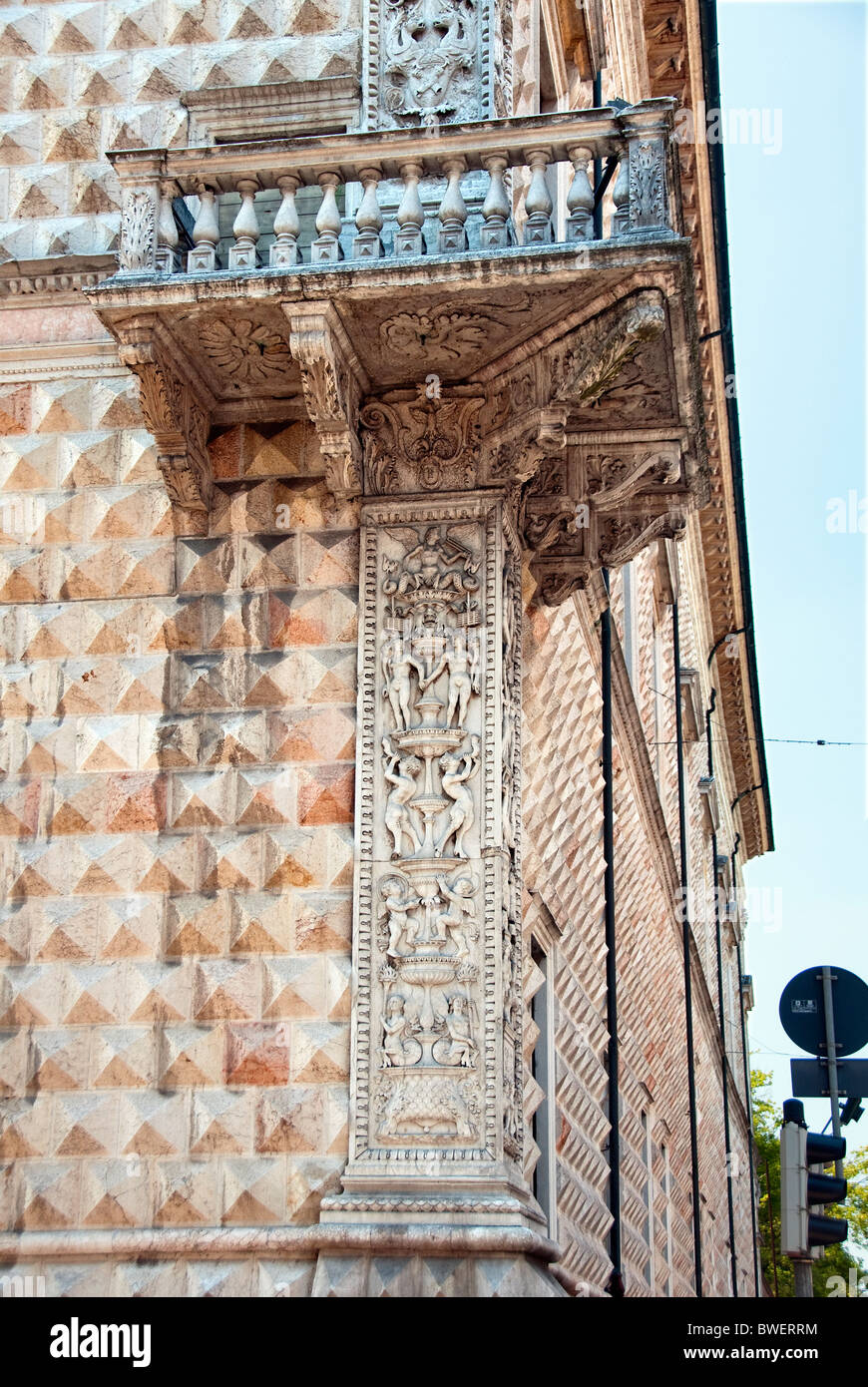 Diamond rustication on the Palazzo dei Diamanti, Ferrara Stock Photo ...