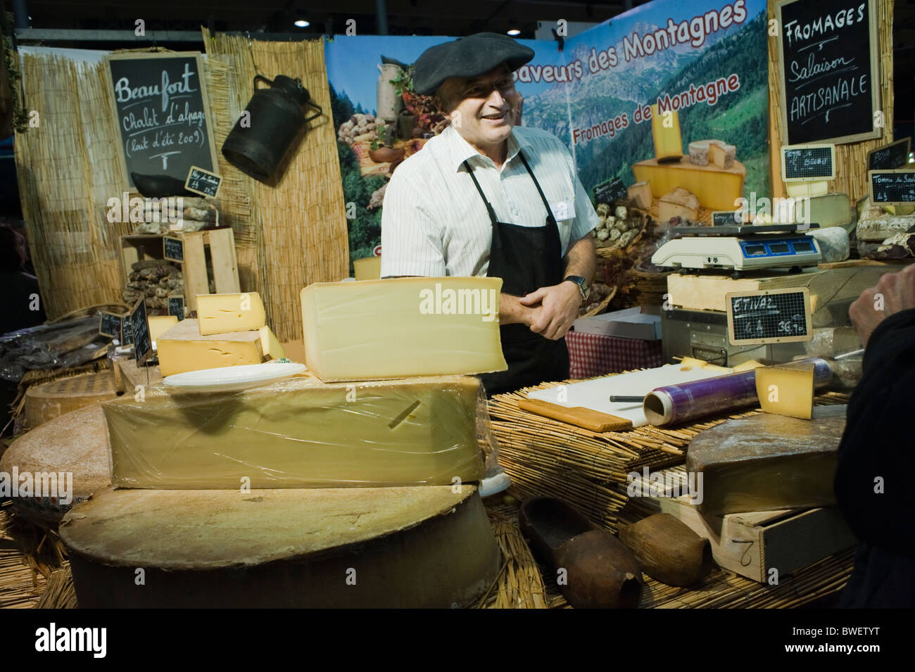 French Cuisine Food Festival, French Man in Beret Hat selling Cheese ...
