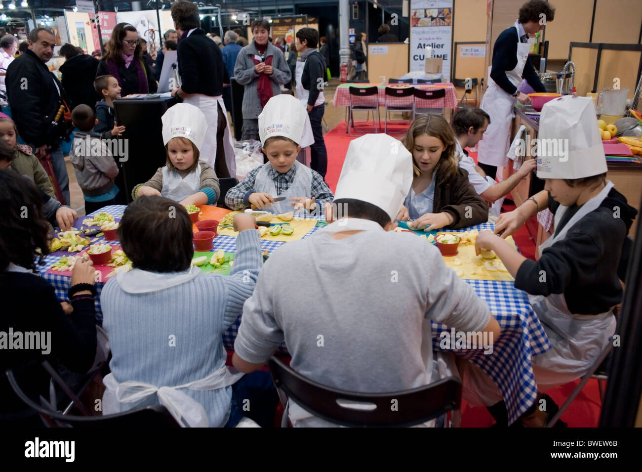 Paris, France, French Cuisine Food Festival, Group Children in Cooking ...