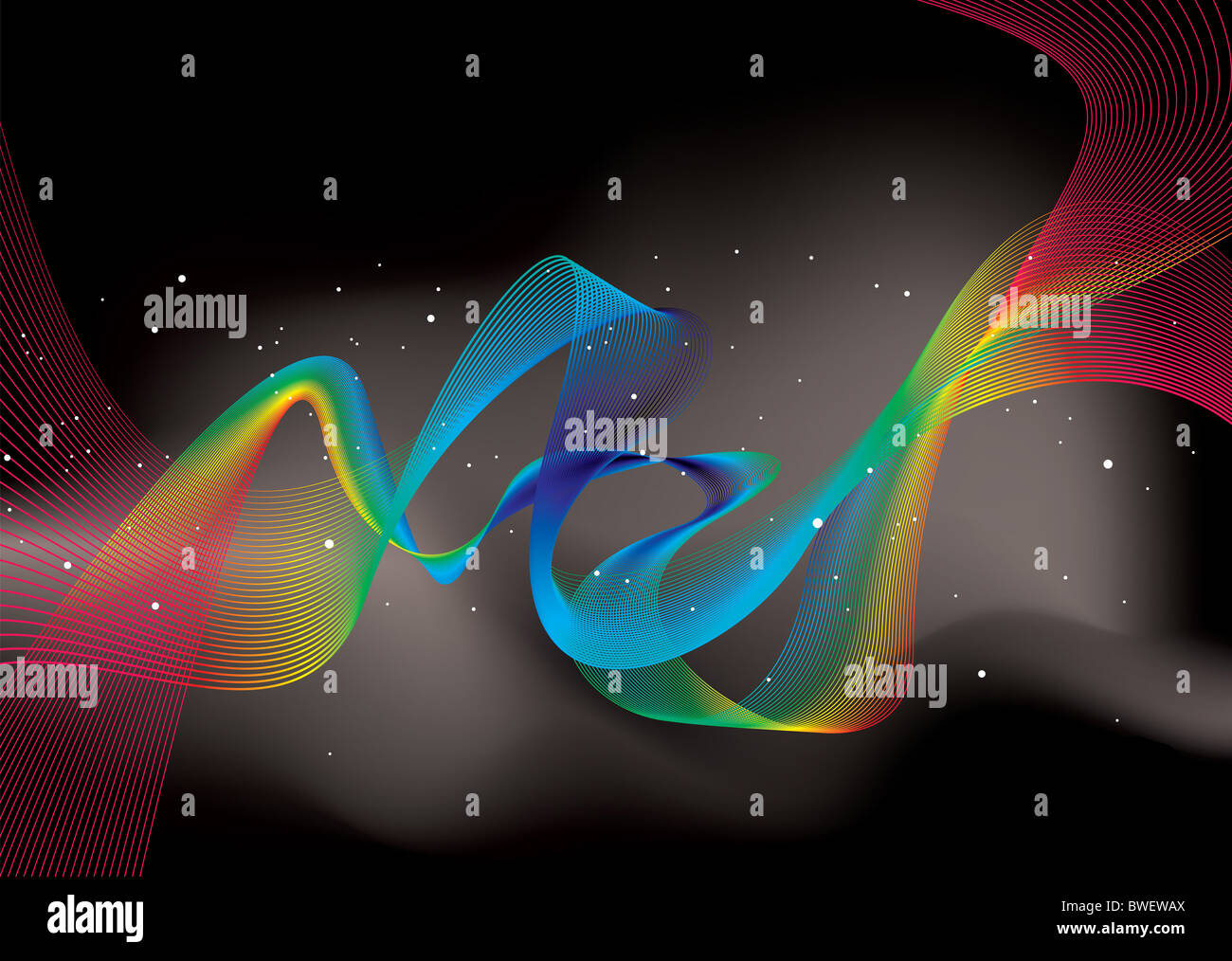 brightly colored rainbow ribbons with black space background Stock ...