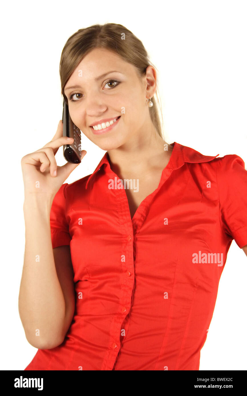 An attractive girl taking a phone call Stock Photo - Alamy
