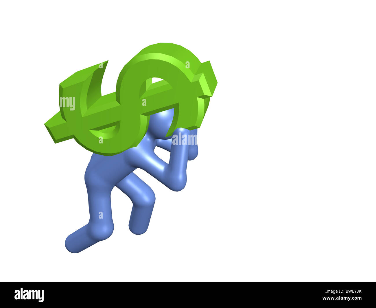 A stylized person carrying a dollar sign. All isolated on white ...