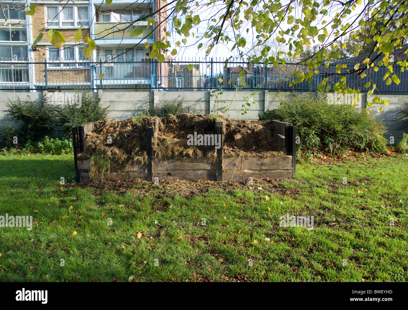 compost heaps in side a London park Stock Photo - Alamy