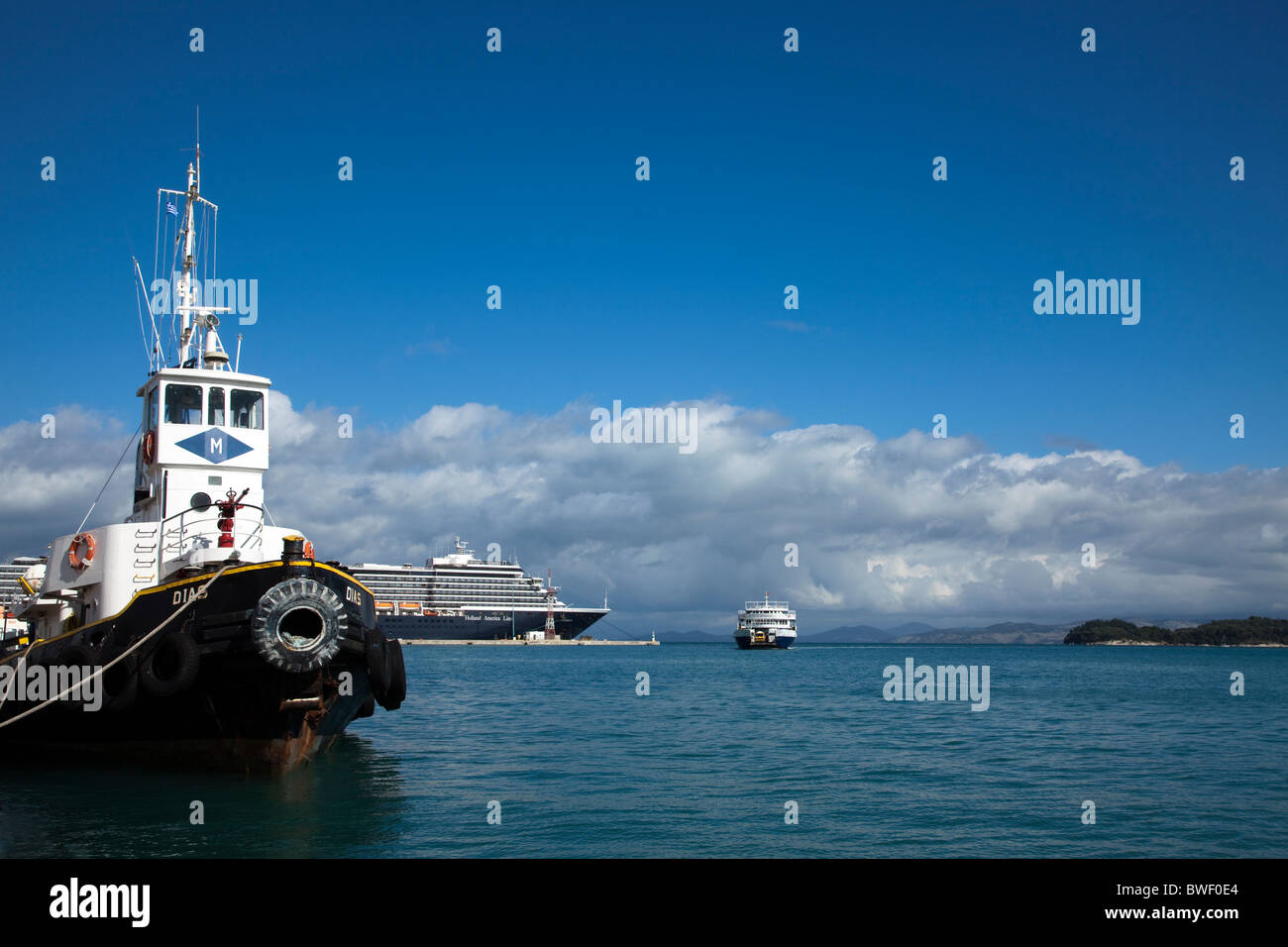 Tugboat in Harbor Stock Photo - Alamy