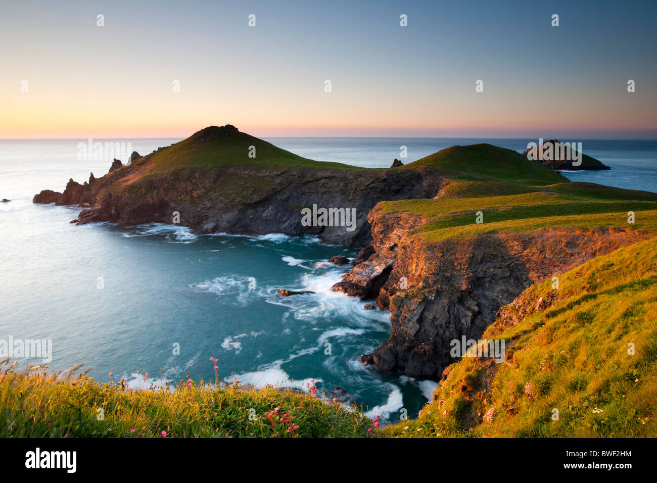 Rumps Point at sunset, Cornwall England UK Stock Photo - Alamy