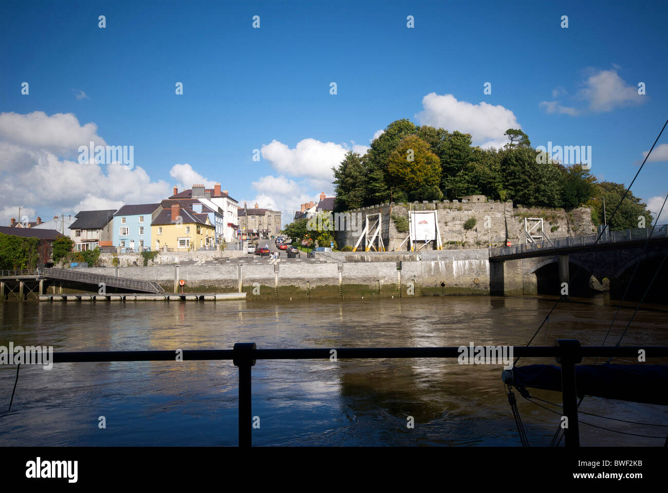 Cardigan Cerdgn Wales UK River Front Aberteifi Afon Teifi Bridge Castle ...