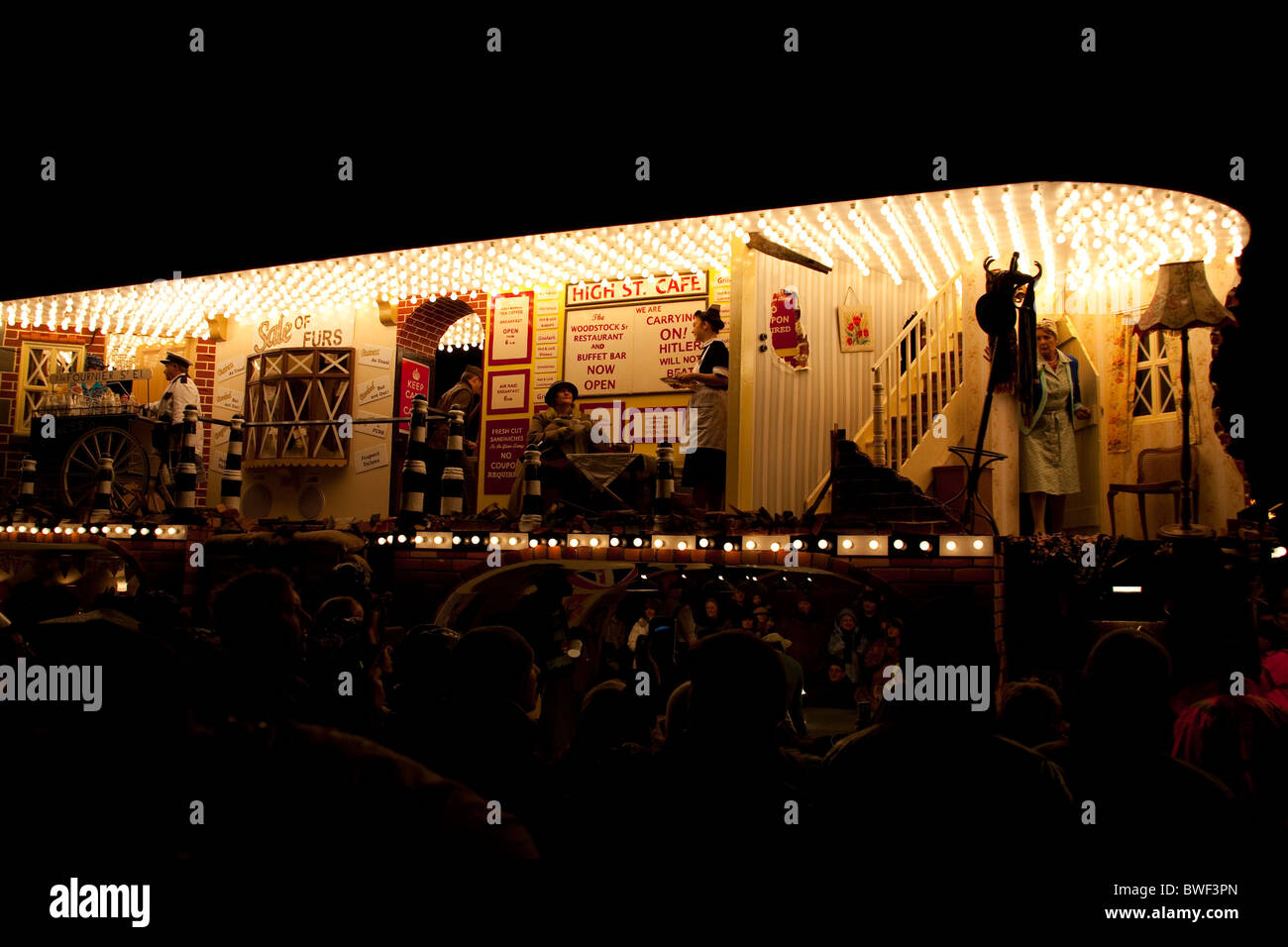 brightly lit carnival floats at burnham on sea somerset UK November ...