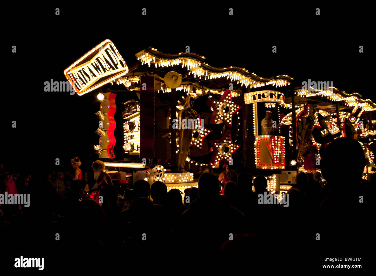 brightly lit carnival floats at burnham on sea somerset UK November ...