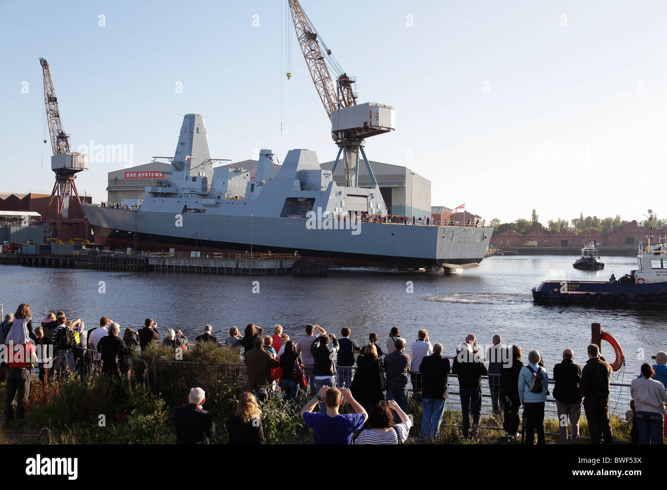 Launch of the Royal Navy Type 45 Destroyer HMS Duncan on the River ...