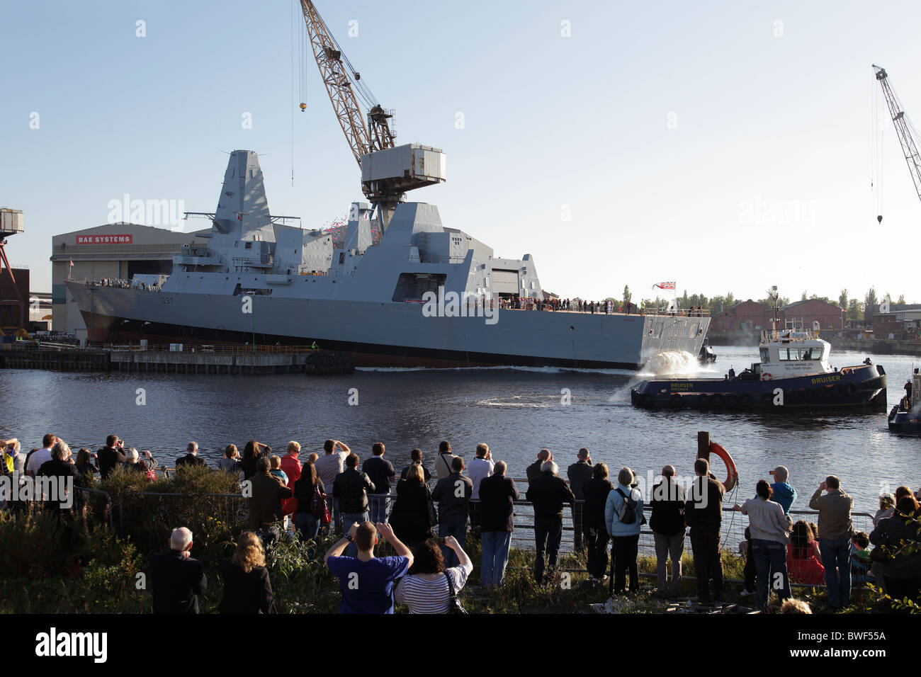 Launch of the Royal Navy Type 45 Destroyer HMS Duncan on the River ...