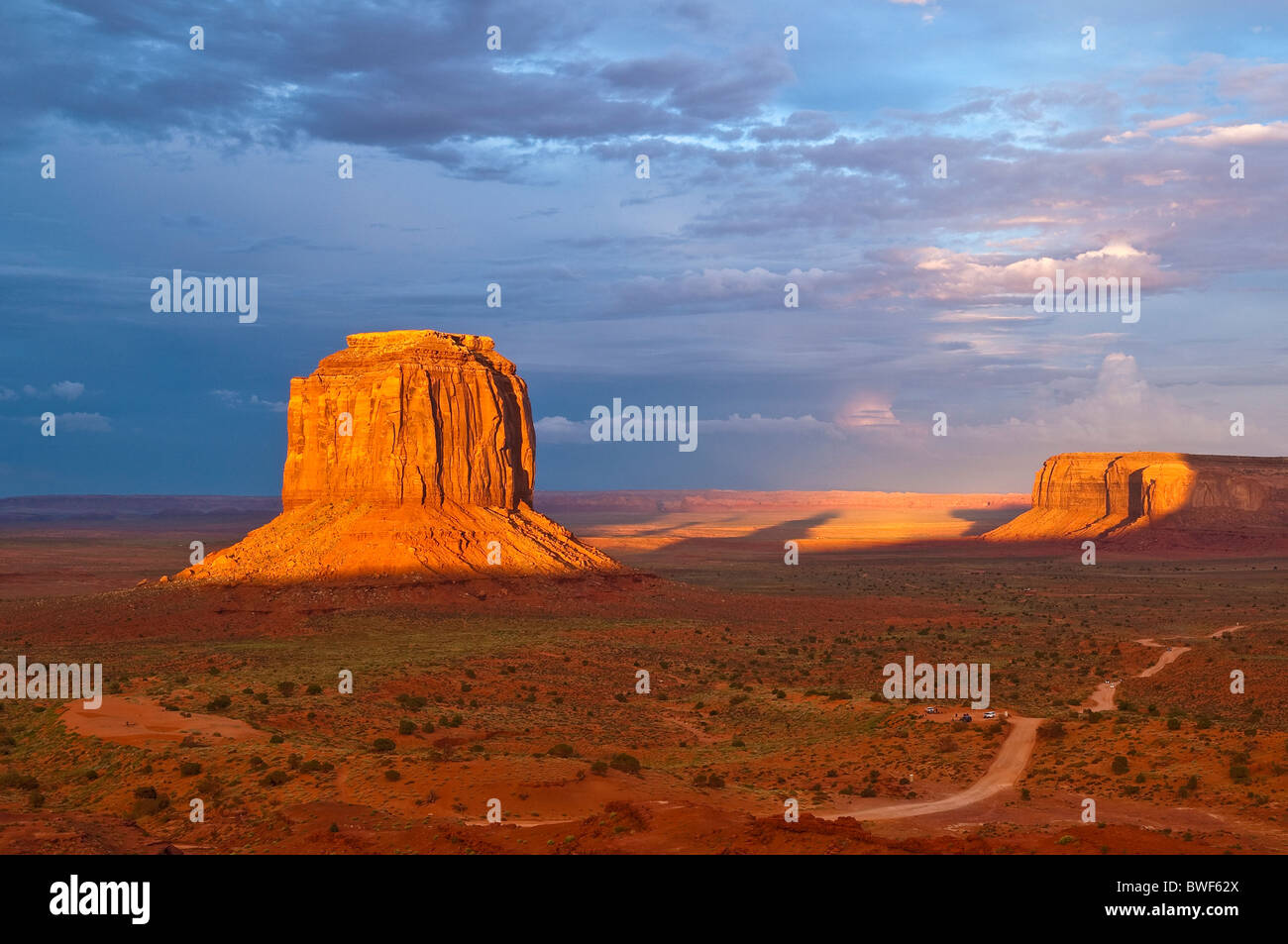 Merrick Buttes in the last light during a storm, Monument Valley ...