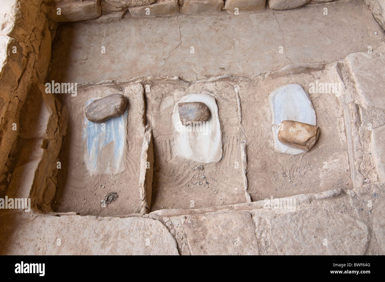 Stones to grind grain in Spruce Tree House, a cliff dwelling of the ...