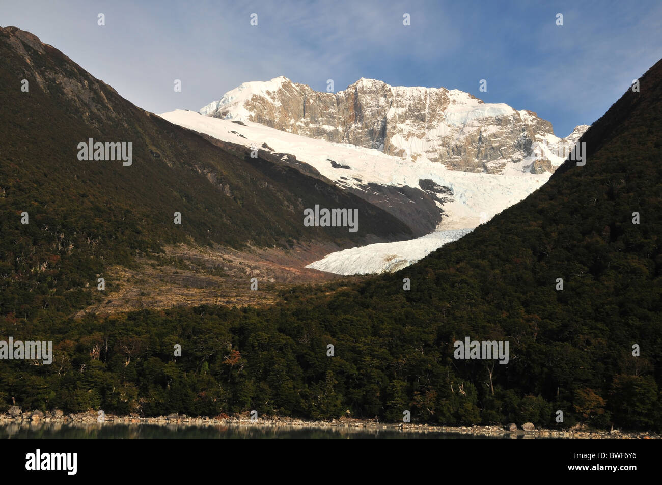 Glacier 1 tributary white terminus hanging valley floor centre view hi ...