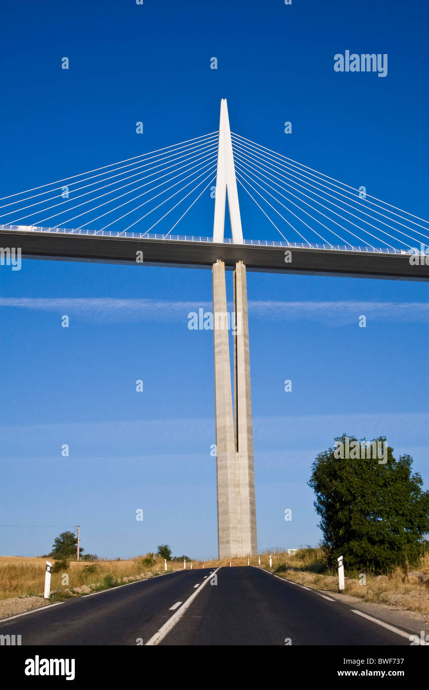 Single pillar of Millau viaduct the tallest bridge in the world, Millau ...