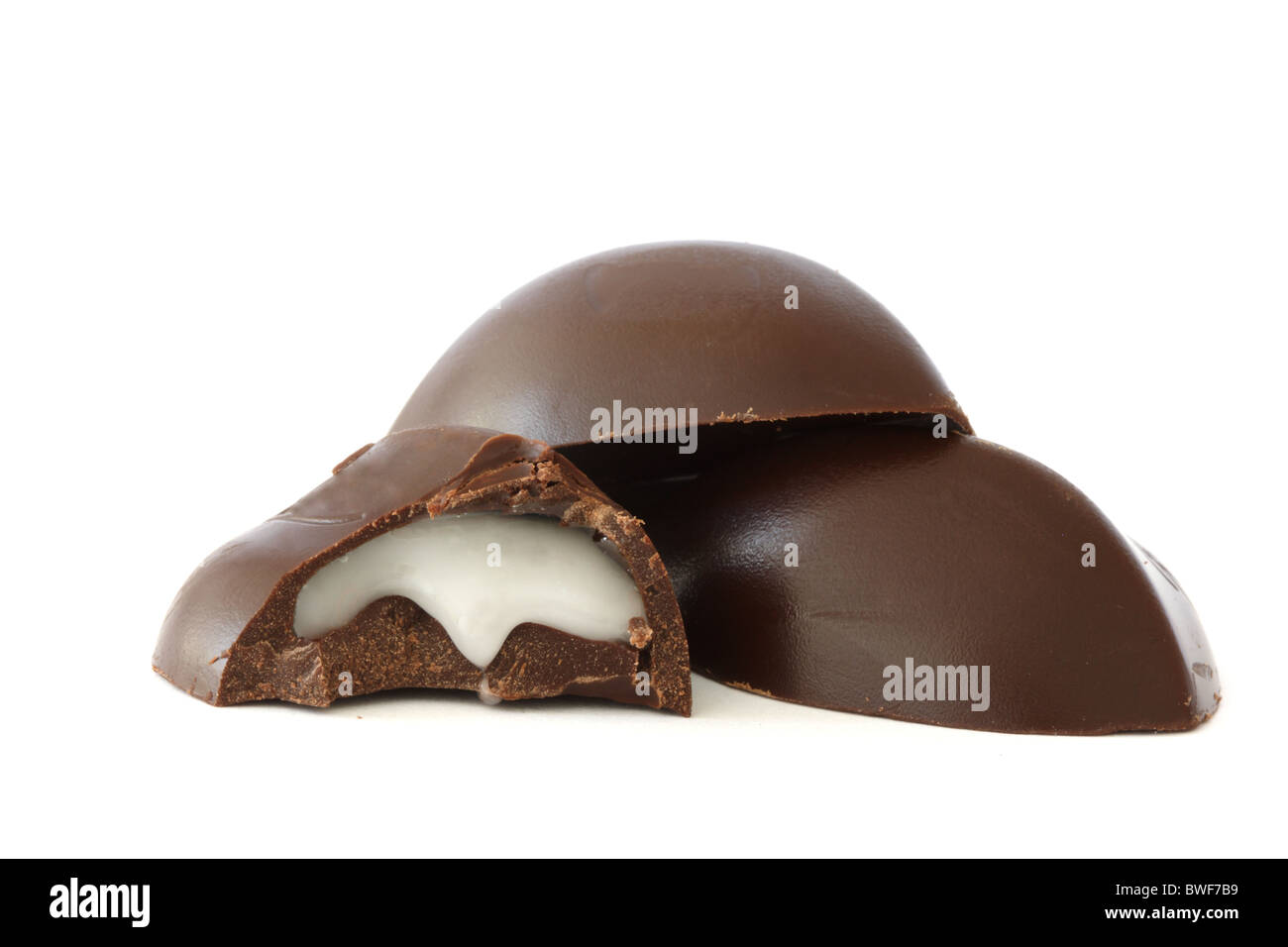 Dark chocolate candies with menthol filling Stock Photo - Alamy