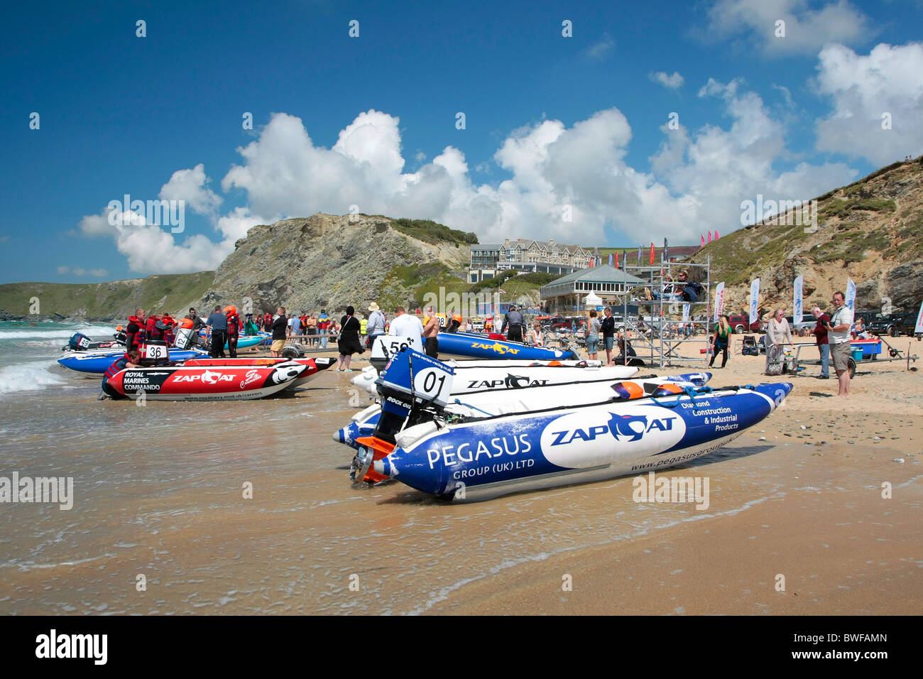 Zapcat Racing, Watergate Bay, Cornwall UK Stock Photo - Alamy