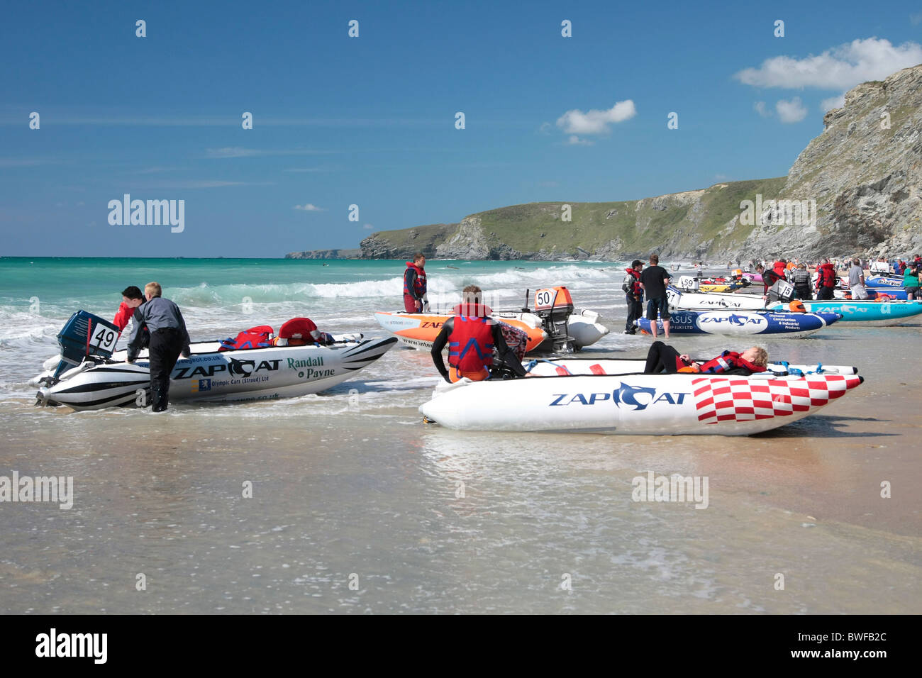 Zapcat Racing, Watergate Bay, Cornwall UK Stock Photo - Alamy