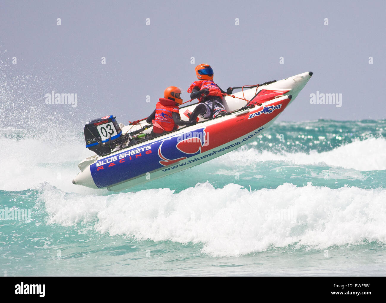 Zapcat Racing, Watergate Bay, Cornwall UK Stock Photo - Alamy