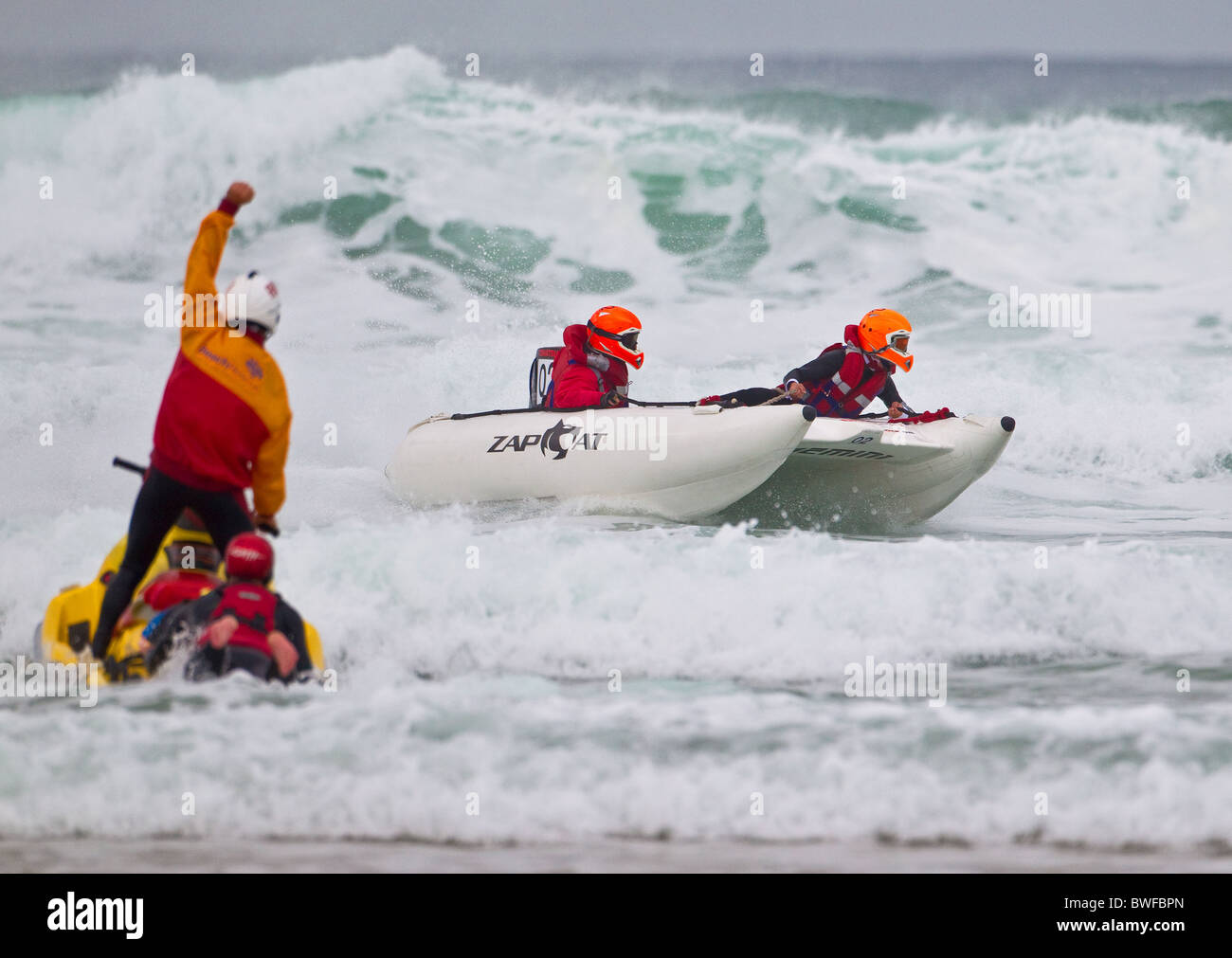 Zapcat Racing, Watergate Bay, Cornwall UK Stock Photo - Alamy