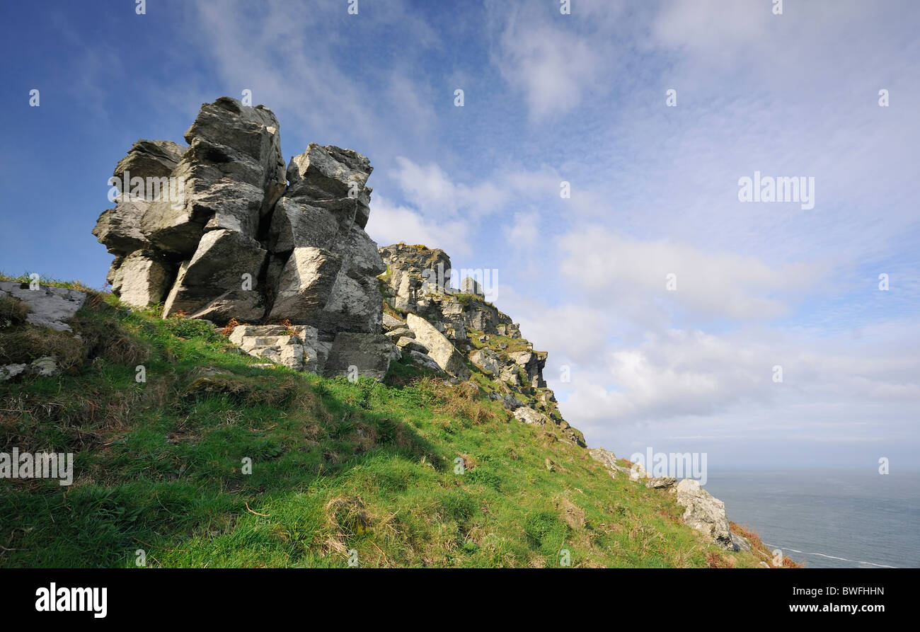 Devonian Limestone Rock outcrop of Castle Rock, Valley Of The Rocks ...