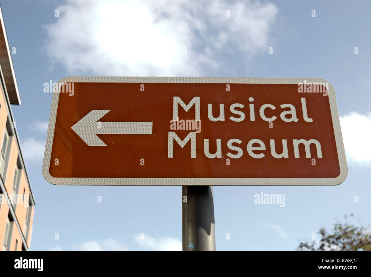 direction sign for the musical museum, brentford, west london, england ...