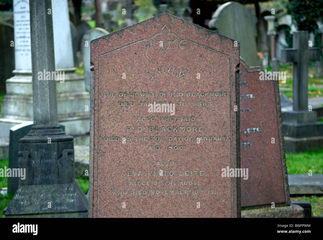 grave of r d blackmore, 19th century writer best known for the novel ...