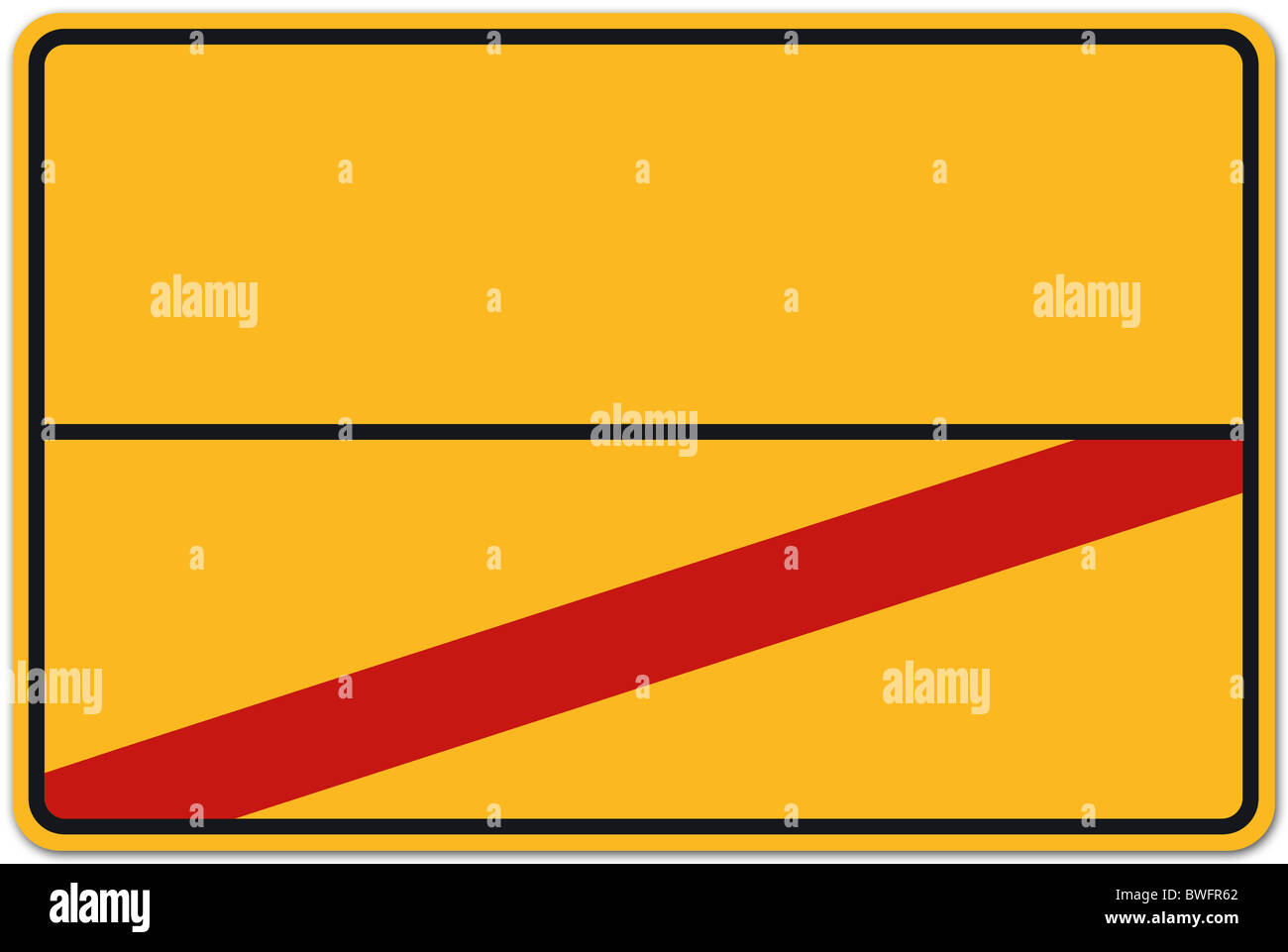 German city sign; yellow, black, red, no text; original color and size ...