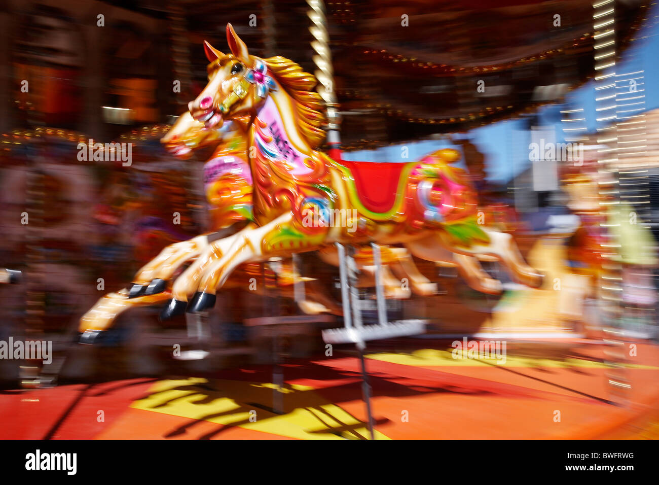 Carousel funfair ride at Cardiff bay, south Wales Stock Photo - Alamy