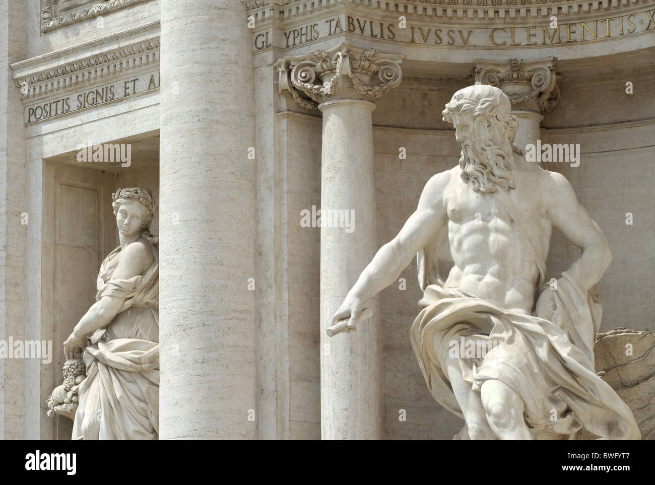 detail of baroque sculptures on the trevi fountain rome italy Stock ...