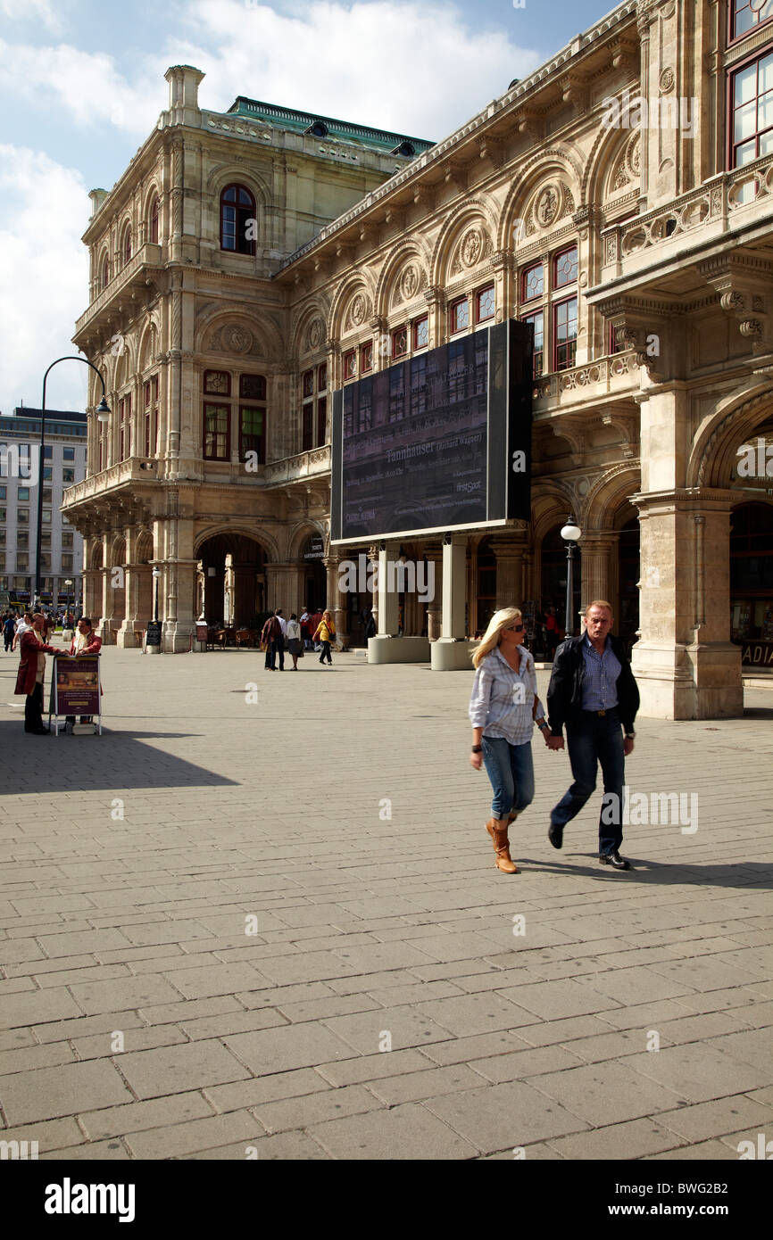 Broadcasting big screen on side of opera house hi-res stock photography ...