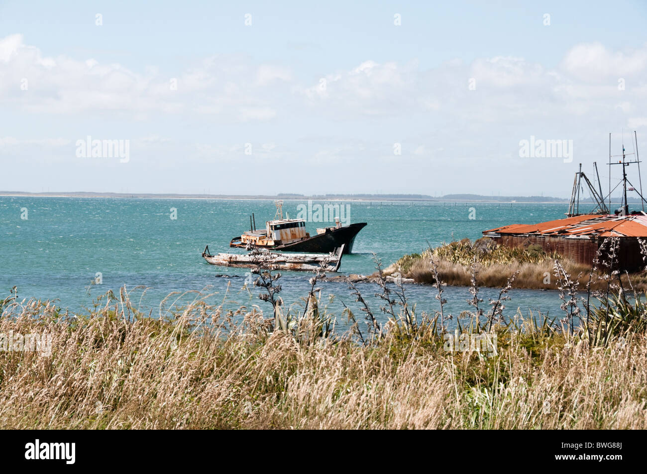 Abandoned Boat,Bluff Lookout, Foveaux Strait, Bluff Port,Town,Hotel ...