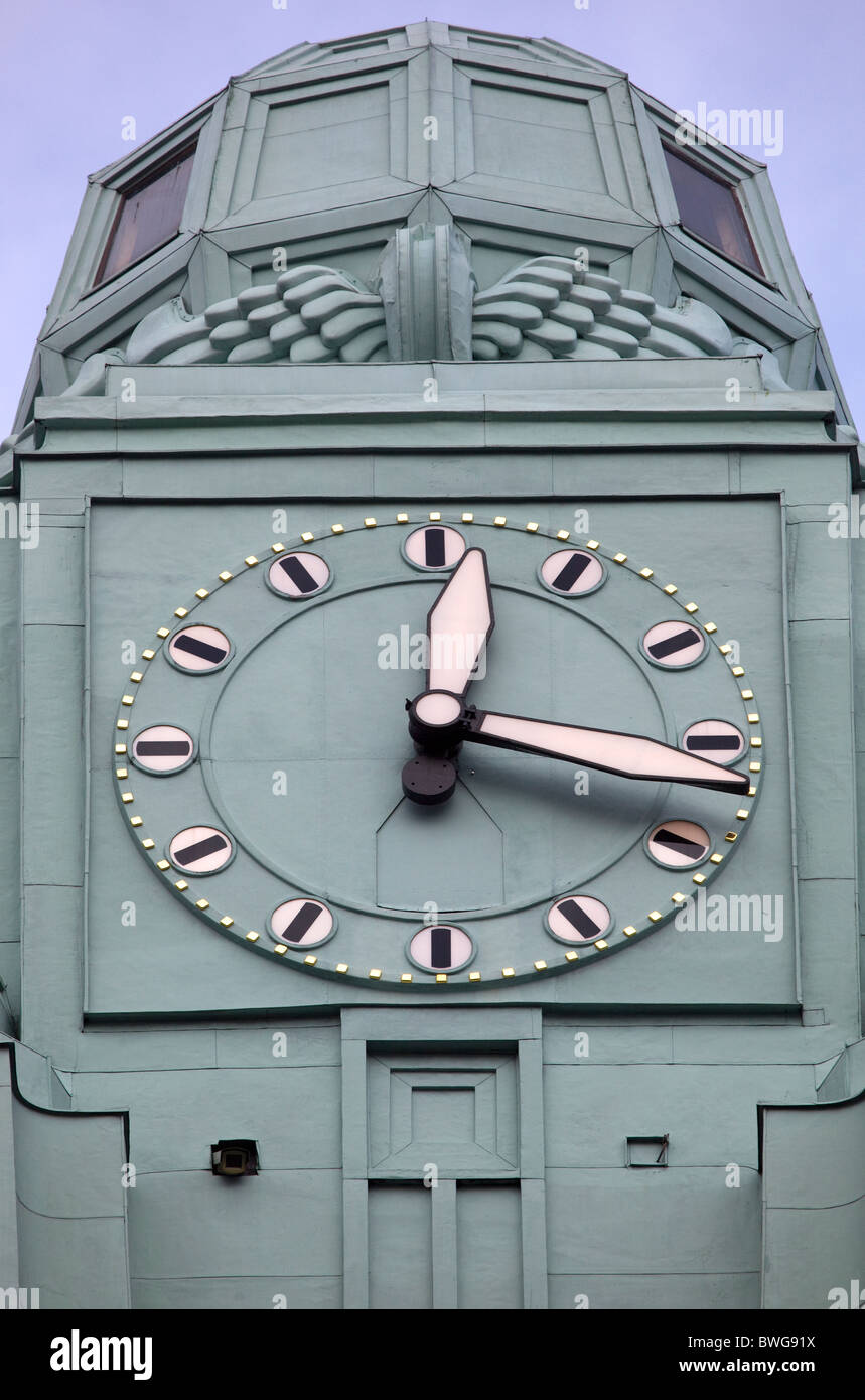 Clock Tower at Rautatieasema Train Station Helsinki Finland Stock Photo ...