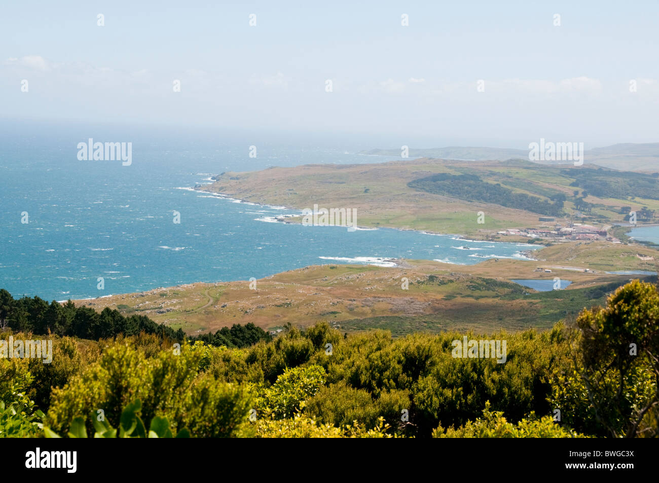 Bluff Lookout, Foveaux Strait, Bluff Port,Town,Hotel, South Island ...