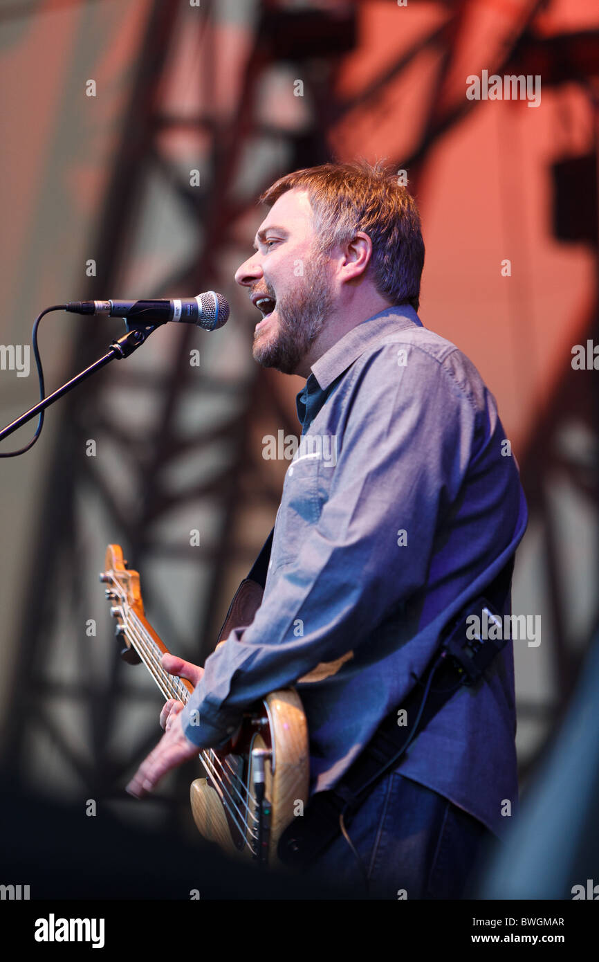 Jimi Goodwin, lead singer and bassist, performs with the band Doves at ...