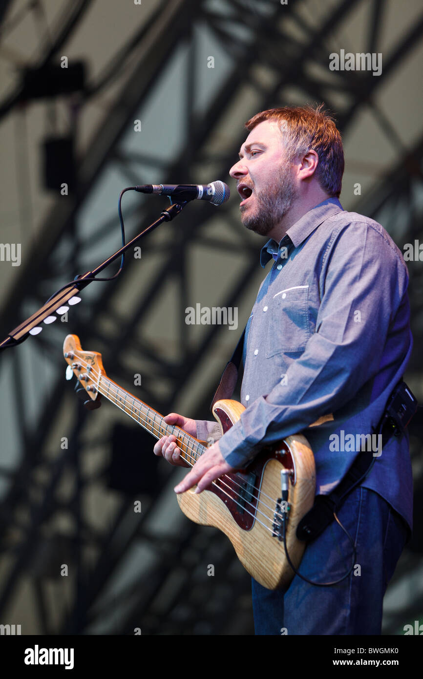 Jimi Goodwin, lead singer and bassist, performs with the band Doves at ...