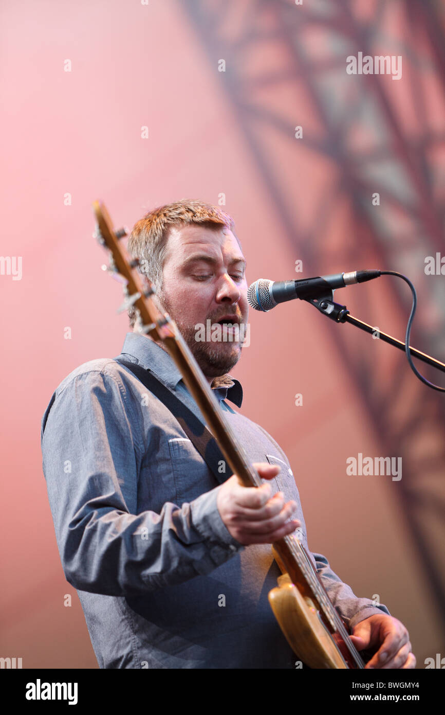 Jimi Goodwin, lead singer and bassist, performs with the band Doves at ...