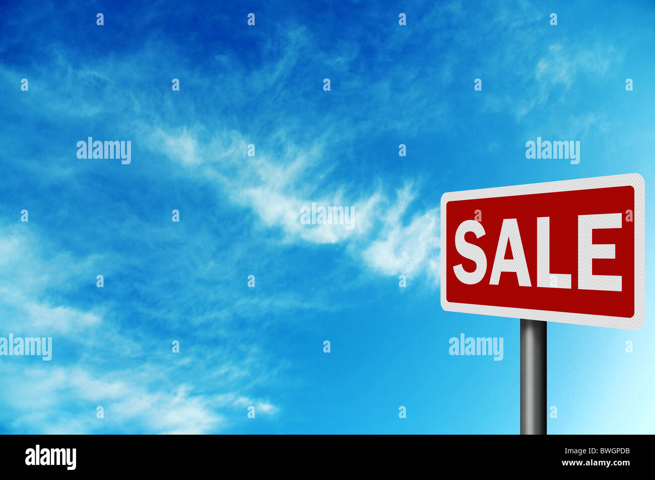 Photo realistic metallic reflective 'sale' road sign, with space for ...
