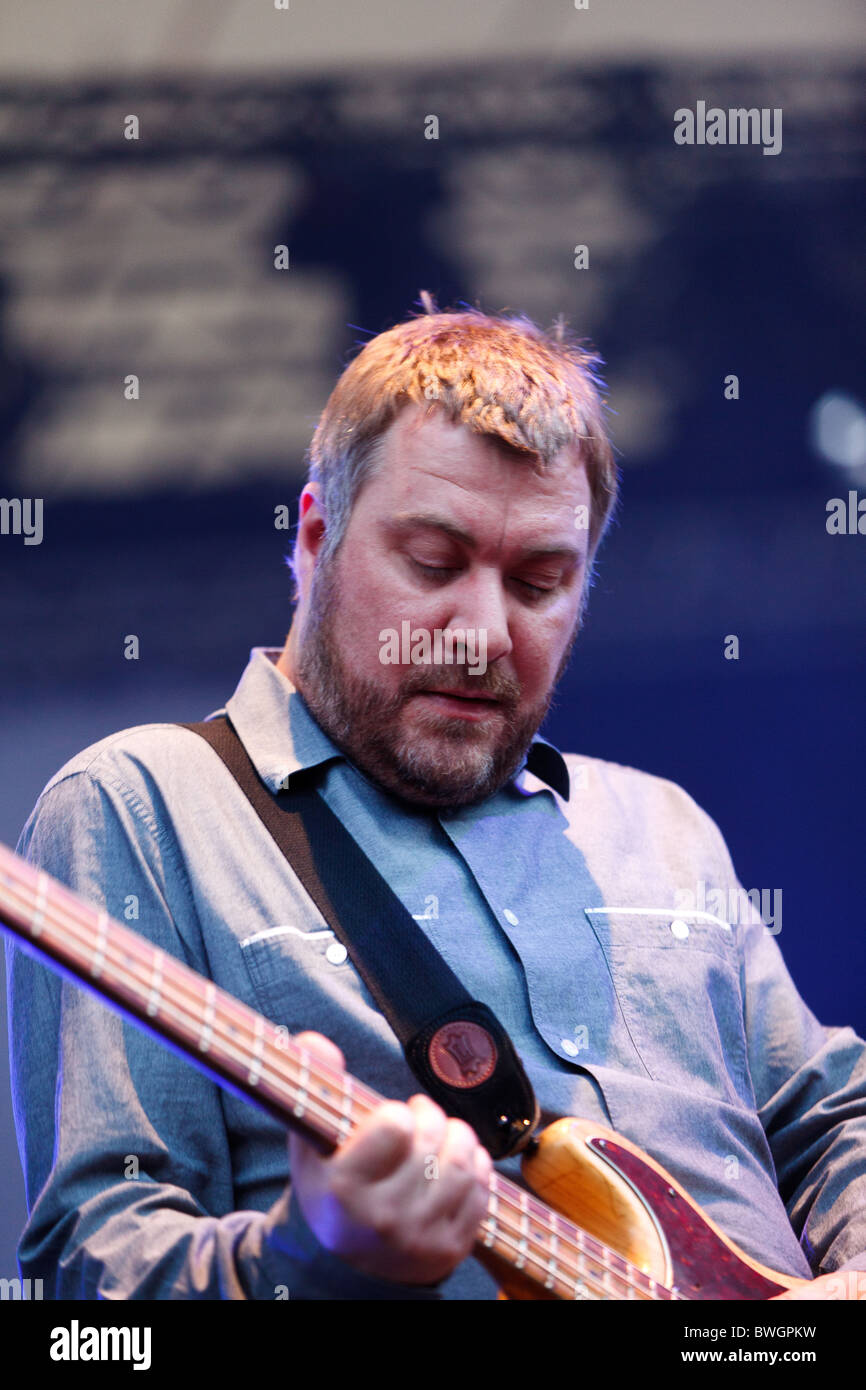 Jimi Goodwin, lead singer and bassist, performs with the band Doves at ...