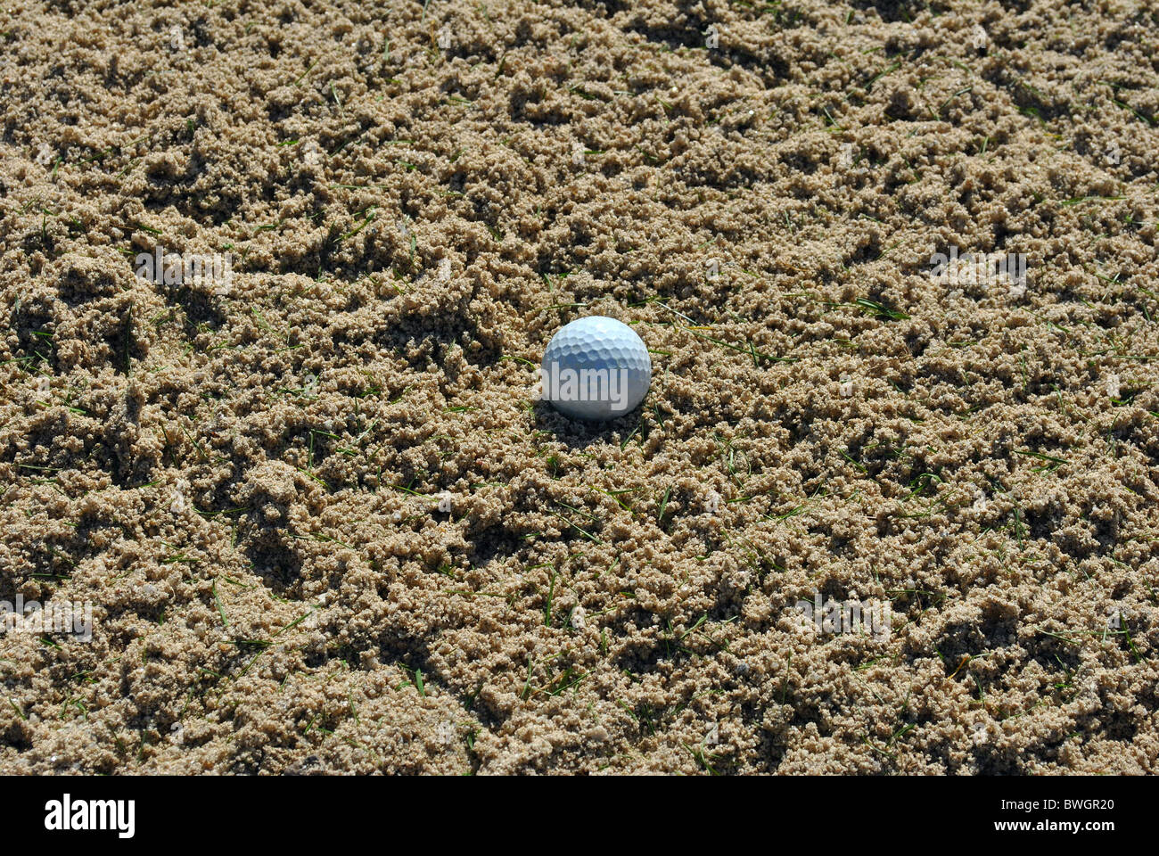 golf ball in a sand trap Stock Photo - Alamy