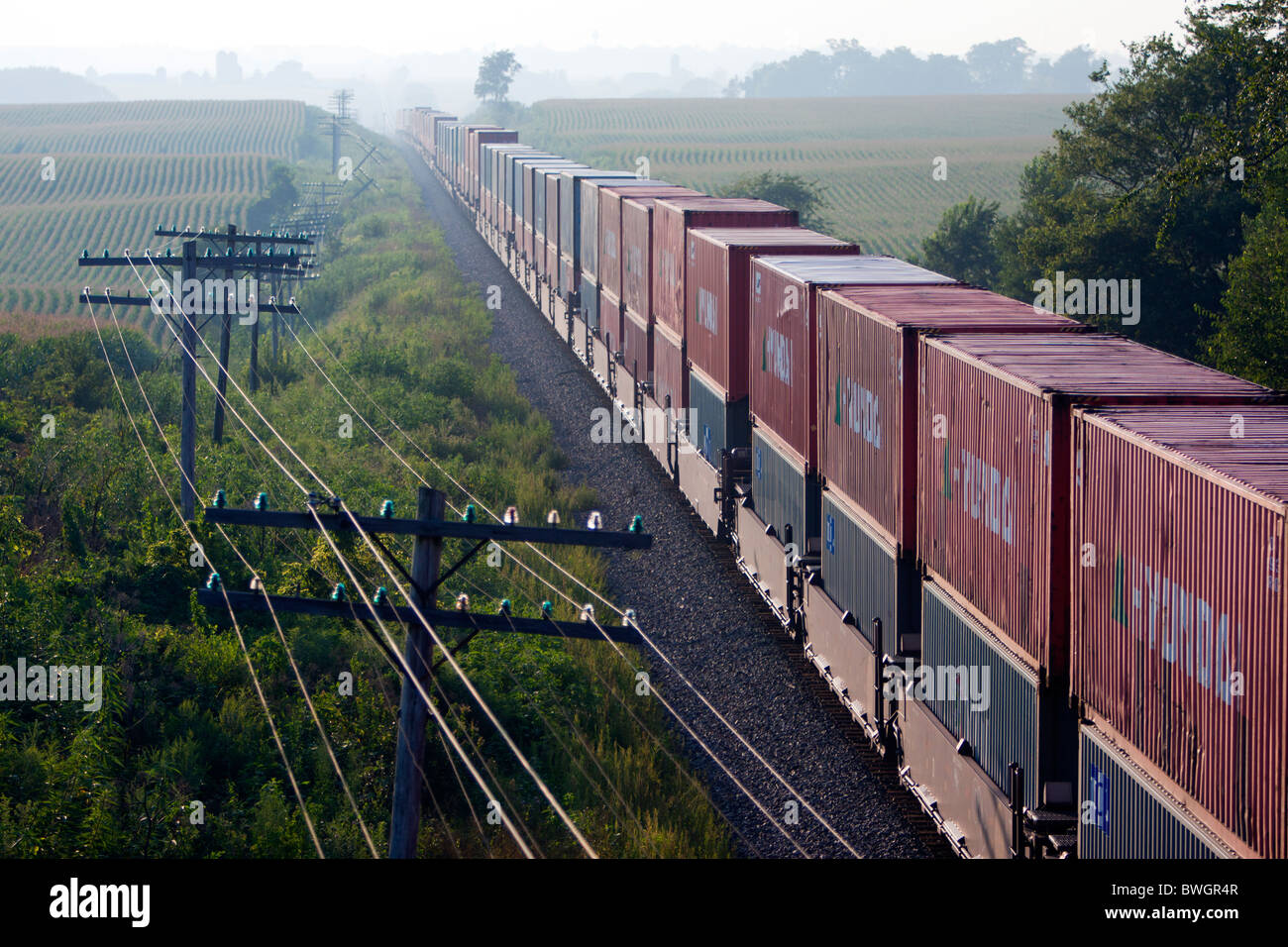 Double stack container train hi-res stock photography and images - Alamy