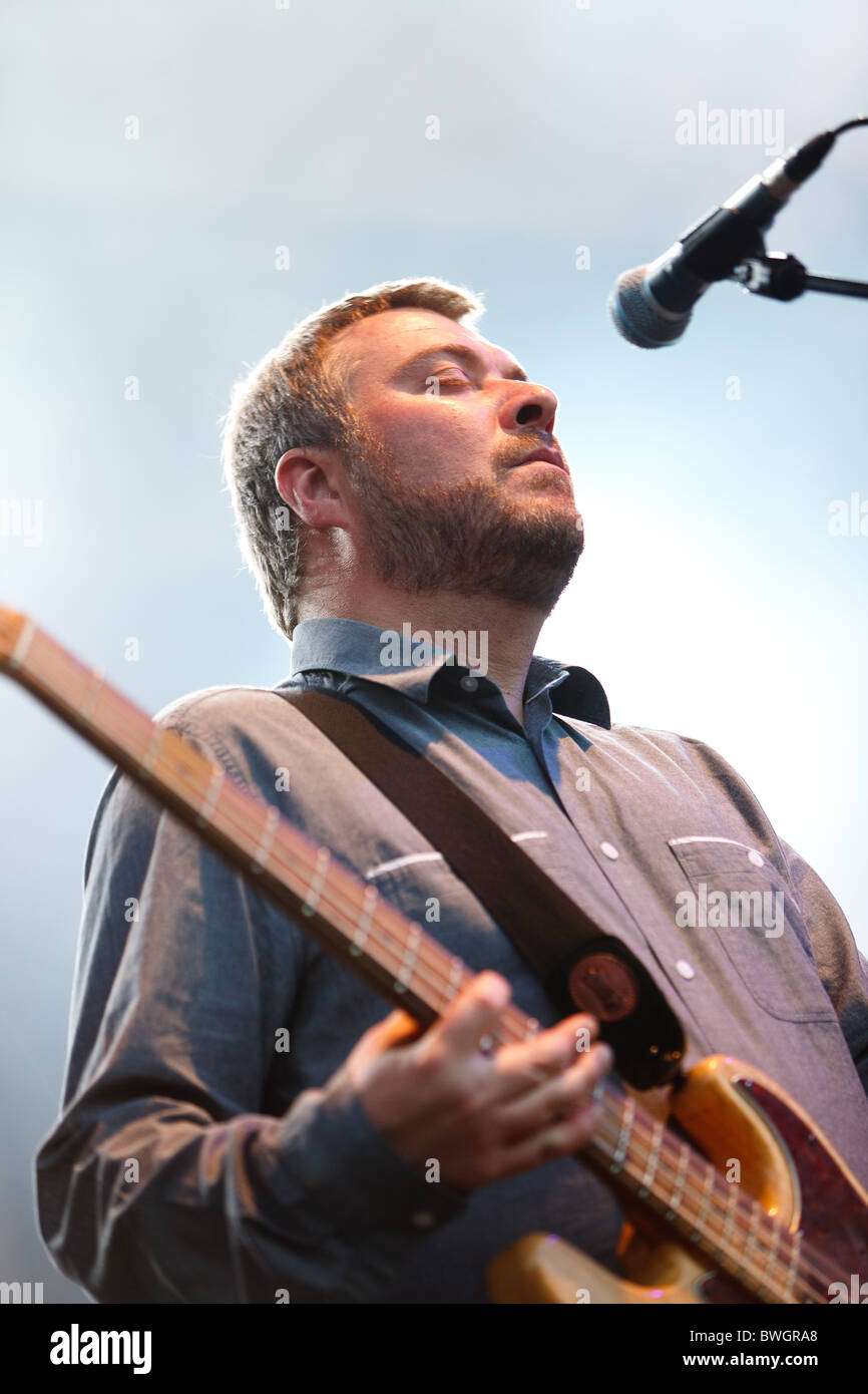 Jimi Goodwin, lead singer and bassist, performs with the band Doves at ...